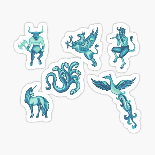 "Mythical Creatures Sticker Pack and All Over Print" Sticker for Sale ...