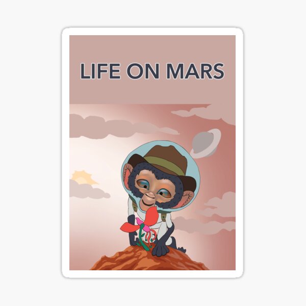 "Life on Mars illustration with pogo the monkey" Sticker for Sale by ...