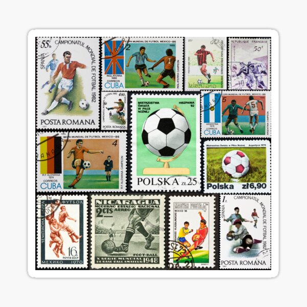 "Football (Soccer) Stamp Collage " Sticker for Sale by 2AGoodHome ...