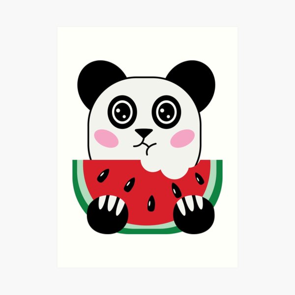 "panda eating watermelon. panda and watermelon. Vector illustration ...