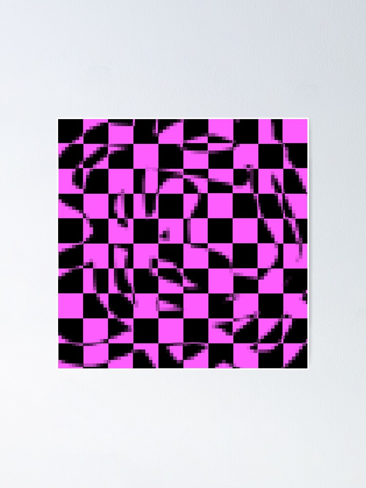 "Neon Pink Psychedelic Checkerboard Pixel Pattern" Poster for Sale by ...