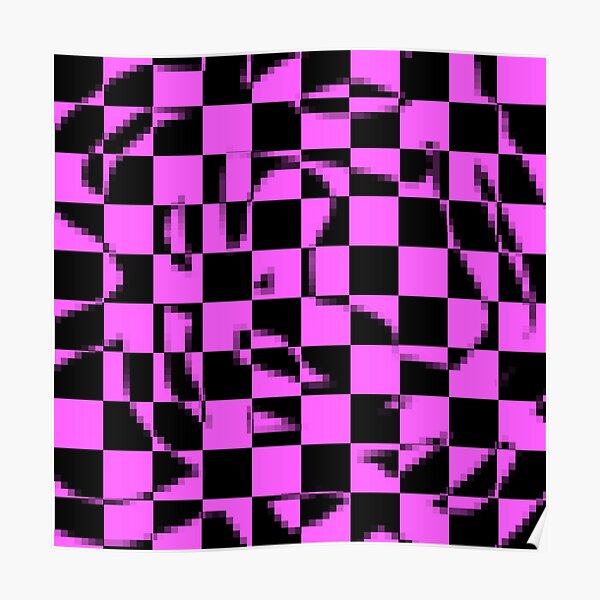 "Neon Pink Psychedelic Checkerboard Pixel Pattern" Poster for Sale by ...