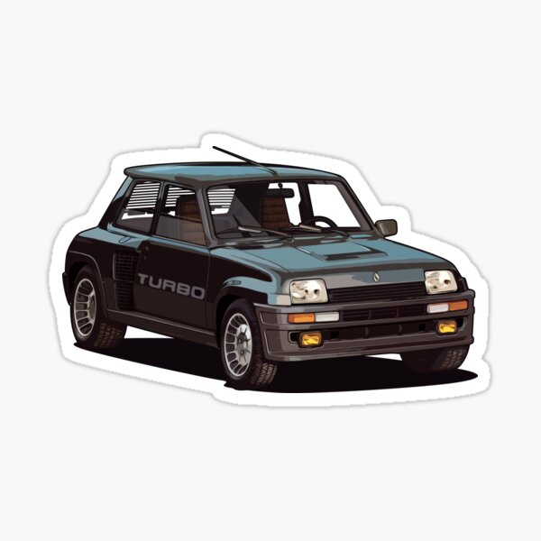 "Illustrated Renault 5 TURBO ICON black Graphic Artwork (french car ...
