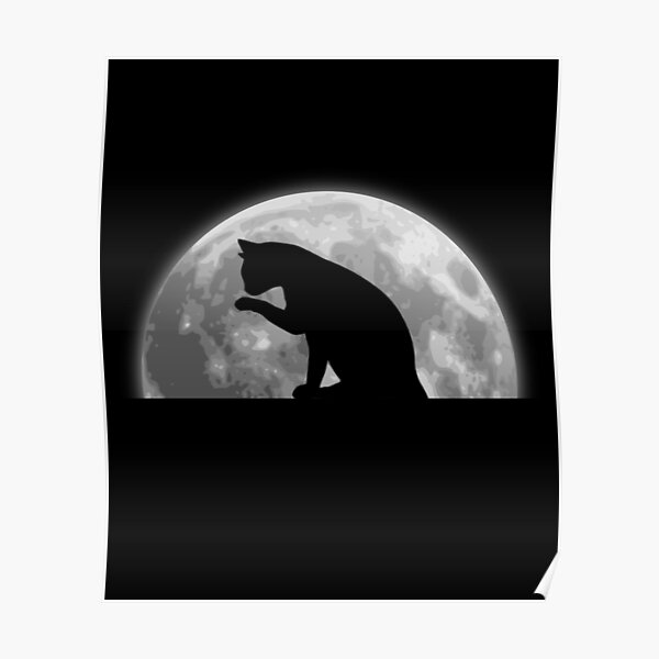 "Moon Cat" Poster for Sale by TheCellDesigns | Redbubble