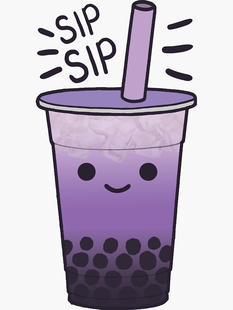 "Boba Bubble Milk Tea Drink Taro" Sticker for Sale by the-meowings ...