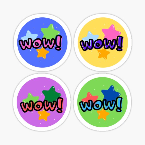 "WOW STICKERS 4 PACK, 4 colorful stickers." Sticker for Sale by ...