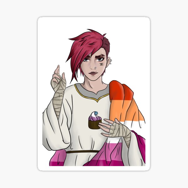 "Arcane Vi Jesus Lesbian Shawl" Sticker for Sale by EnbyDion | Redbubble