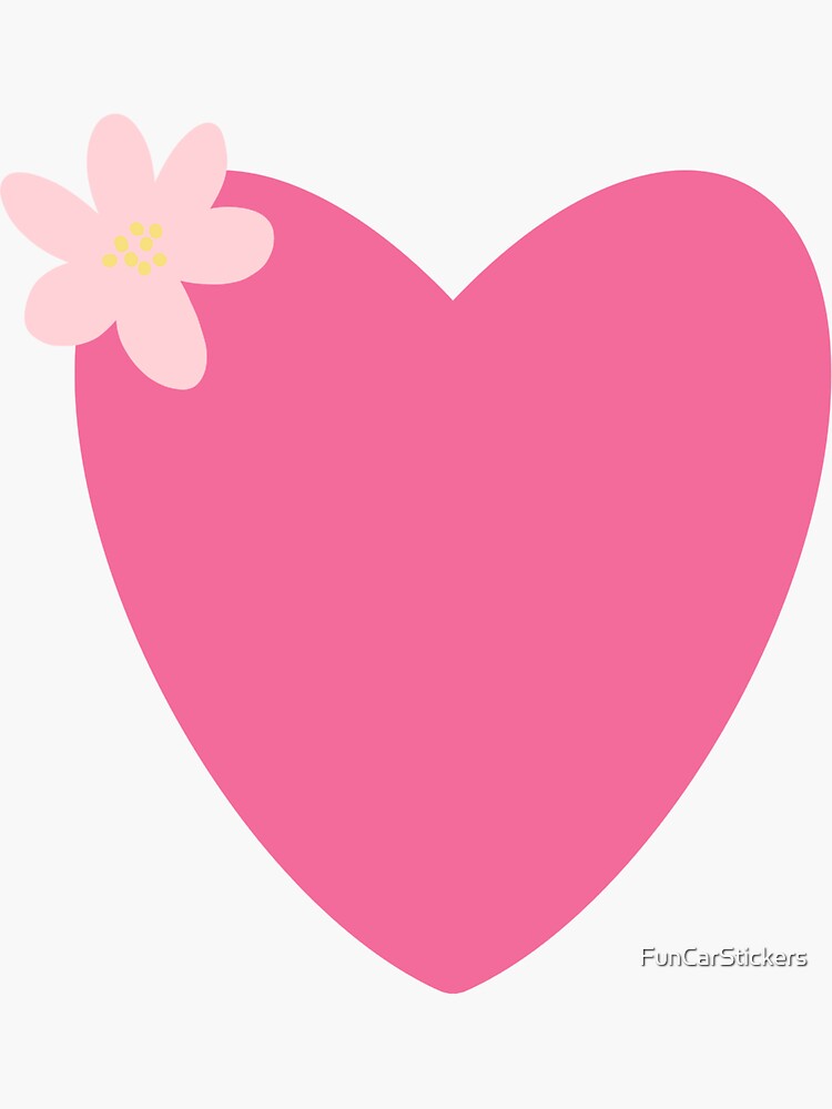 "Cute Heart and Flower" Sticker for Sale by FunCarStickers | Redbubble