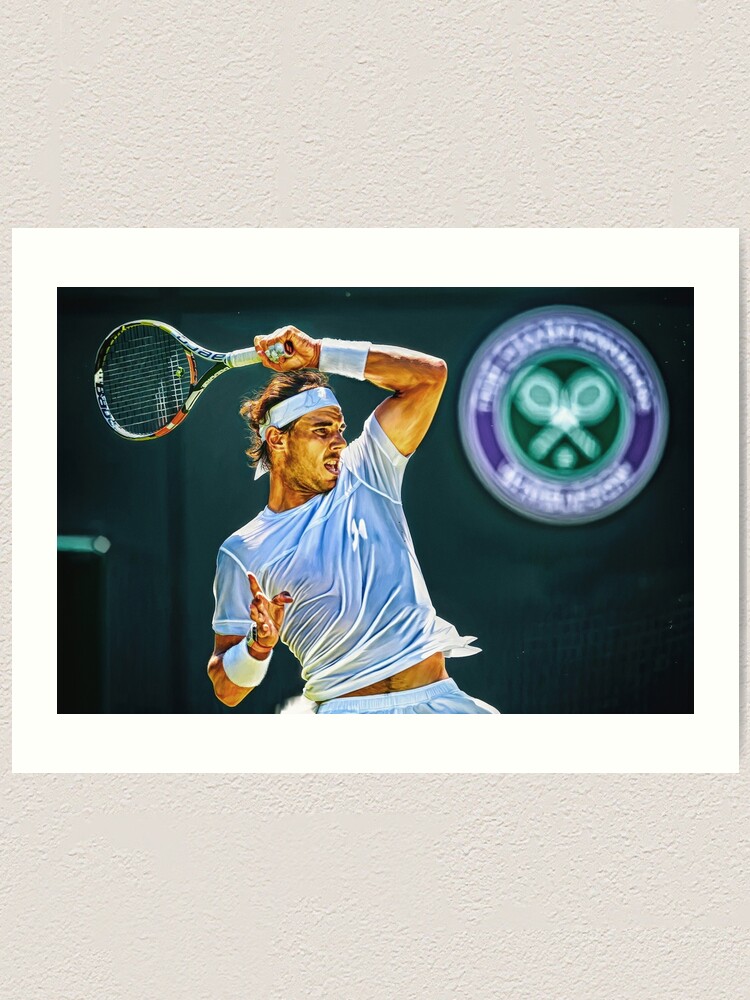 "Rafael Nadal plays classic forehand at Wimbledon 2015. Digital artwork ...