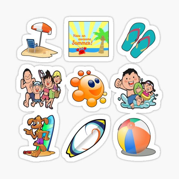 "Summertime Beach Time Sticker Pack Design" Sticker for Sale by TPatRB ...