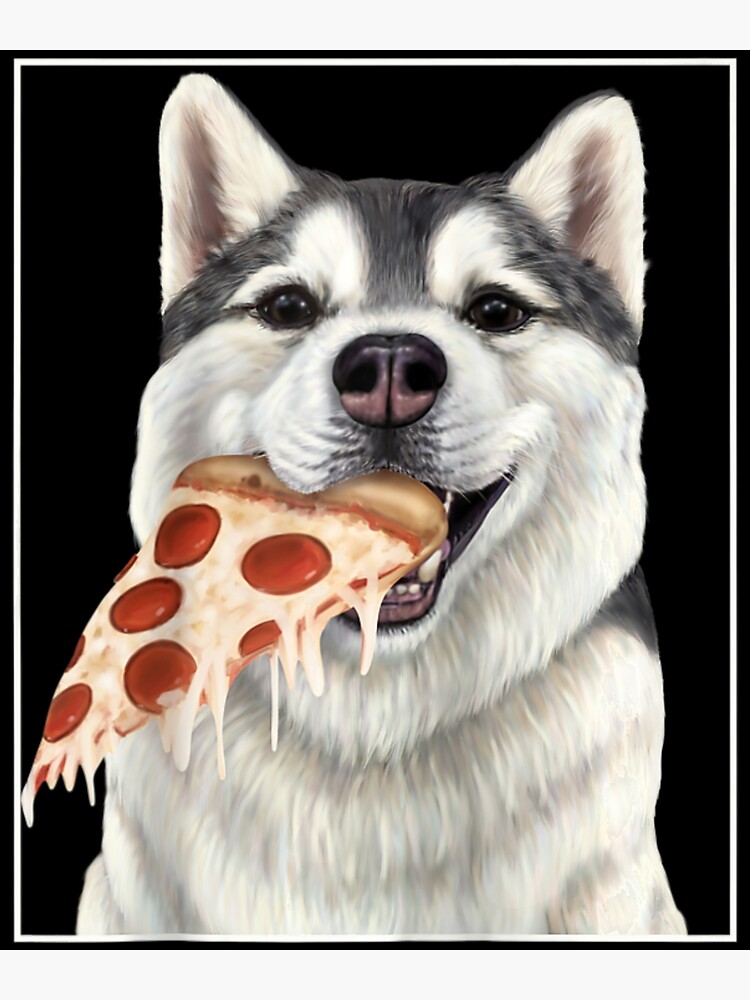 "Husky Eating Pizza. Dog With Pizza Slices" Poster for Sale by JuriKan ...