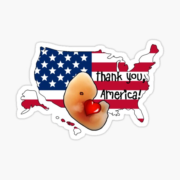 "Thank you, America! Embryo hugging cartoon-style heart-shape inside US ...