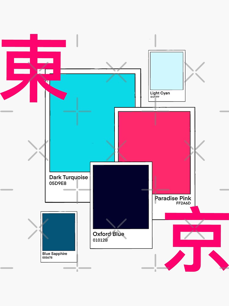 "Tokyo Neon Color Palette Swatches Collage " Sticker for Sale by ...