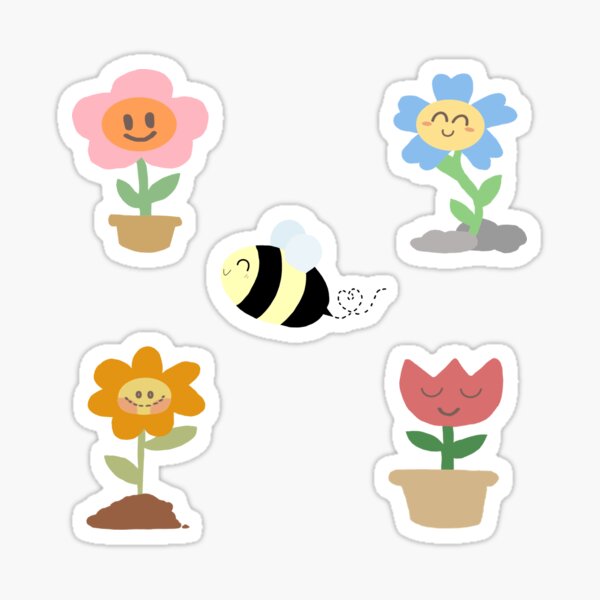 "Happy Flower Bee Sticker & Magnet Pack" Sticker for Sale by Capsule-to ...