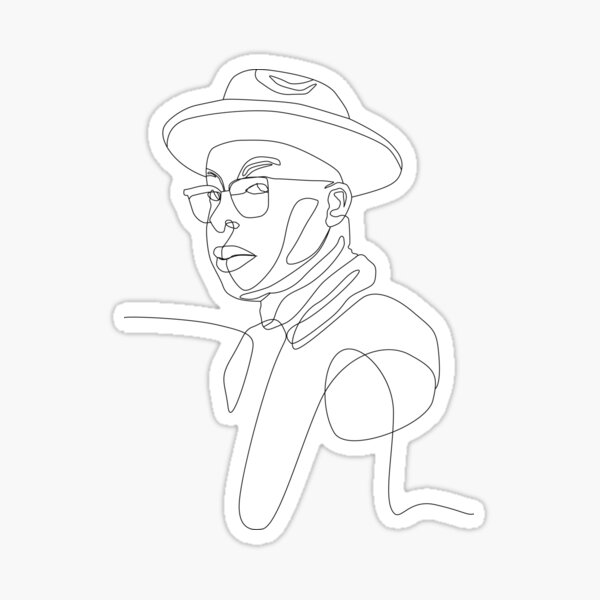 "continuous line art drawing face man fashion" Sticker for Sale by ...