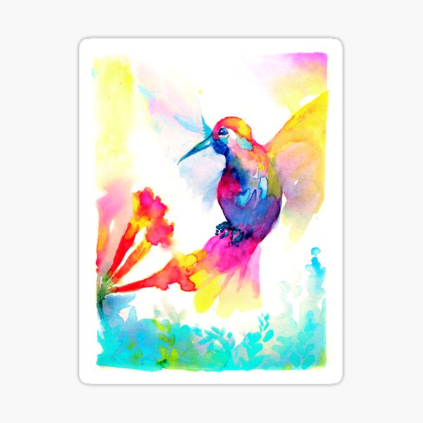 "Honeysuckle Hummingbird" Sticker for Sale by semirahrose | Redbubble