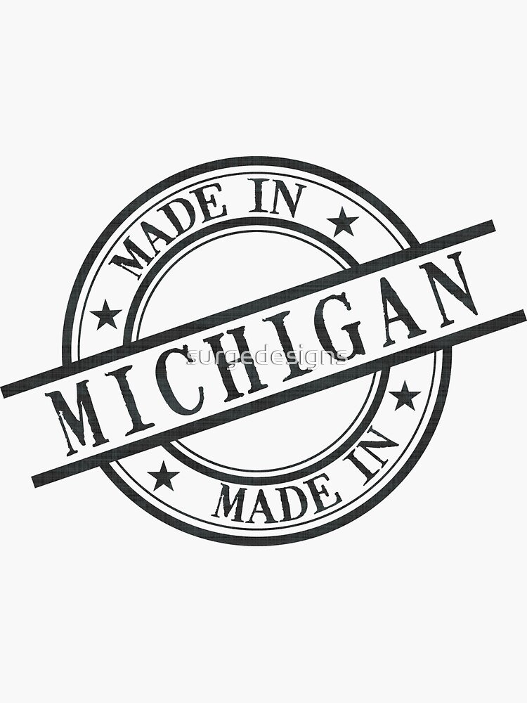 "Made In Michigan Stamp Style Logo Symbol Black" Sticker by ...