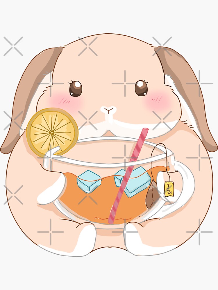"Bailey Tea Rabbit _ Bunniesmee Cute Food and Drink Edition " Sticker ...