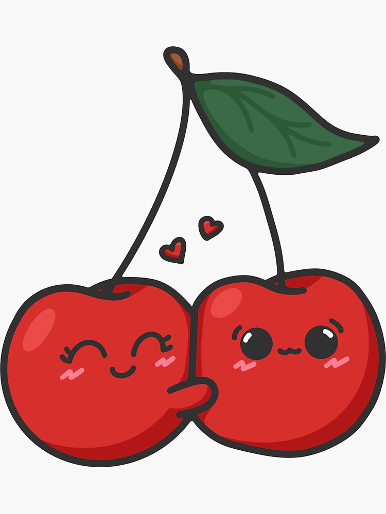 "Kawaii Cherry Hugs" Sticker for Sale by Black-Sheep-Gfx | Redbubble