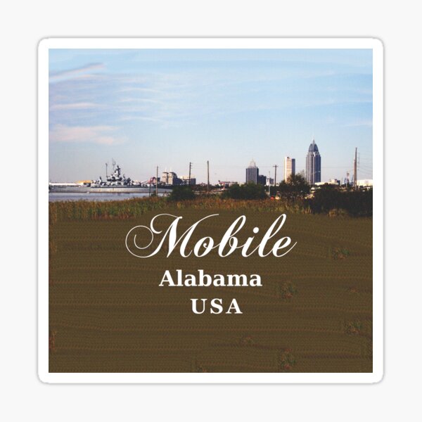"Alabama, USA - Mobile Skyline & Battleship" Sticker for Sale by ...