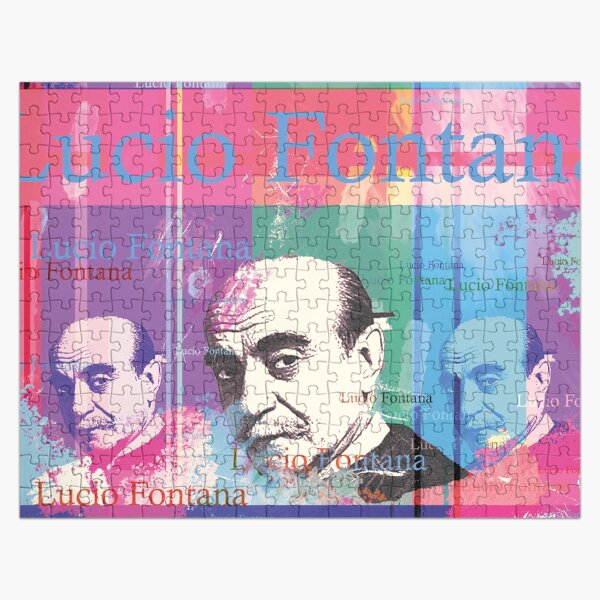 "beautiful Lucio Fontana portrait, well-known artist, sectional images ...