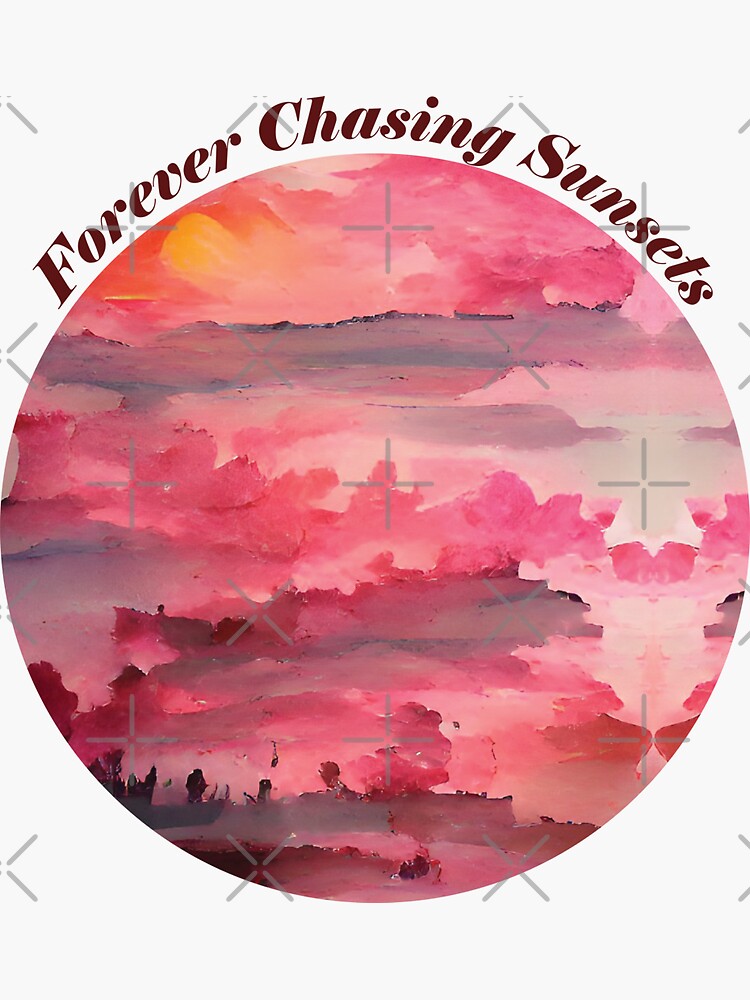 "Pink Sunset Painting - Forever Chasing Sunsets 4" Sticker for Sale by UnaizaKhalid | Redbubble