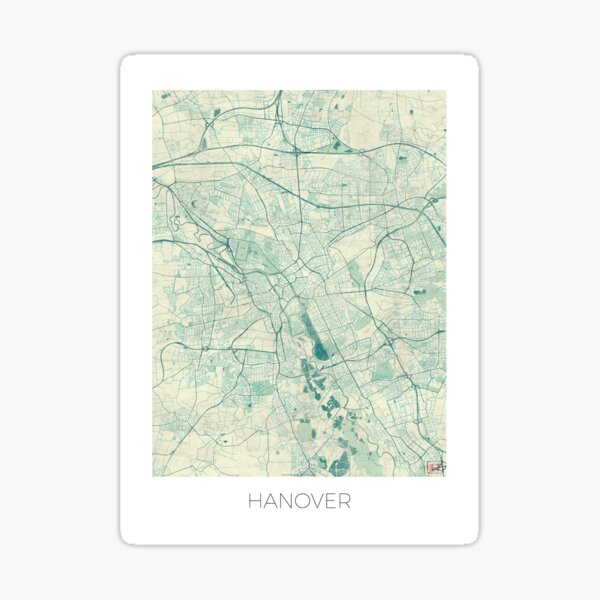 "Hanover Map Blue Vintage" Sticker by HubertRoguski | Redbubble