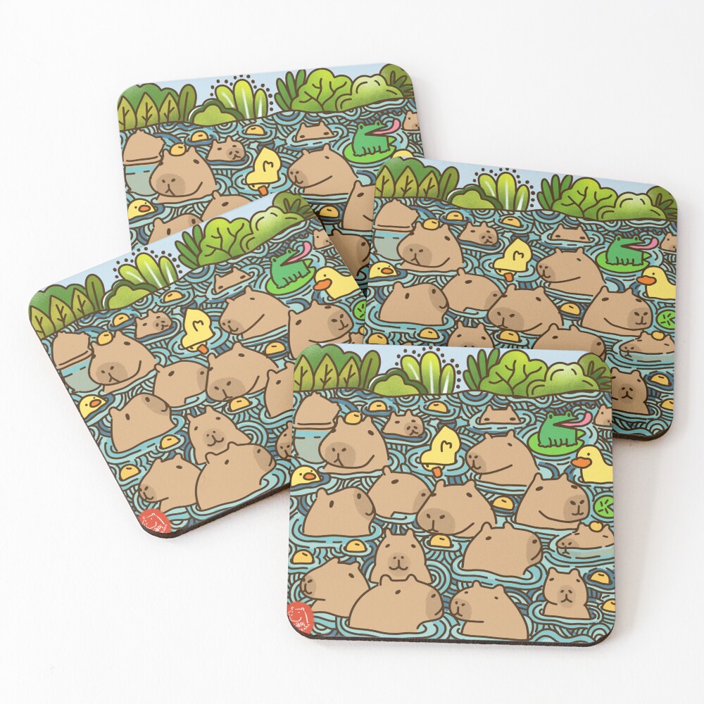 "A pond full of capybara" Art Board Print for Sale by picopang | Redbubble