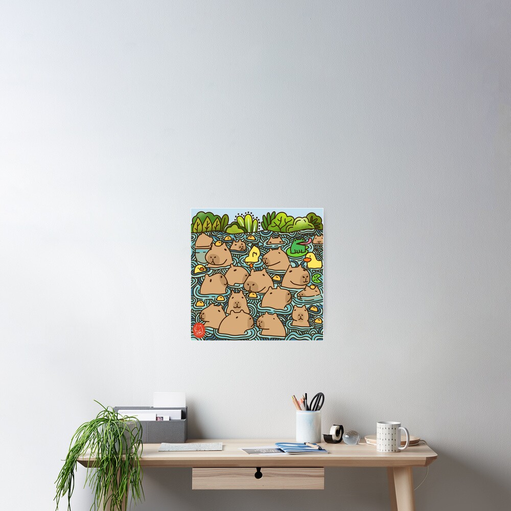 "A pond full of capybara" Art Board Print for Sale by picopang | Redbubble
