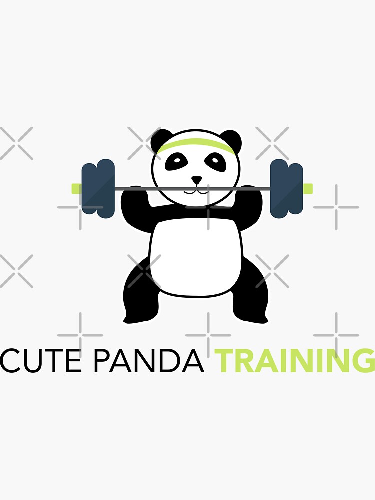 "Cute panda training - panda bear workout training funny" Sticker for ...