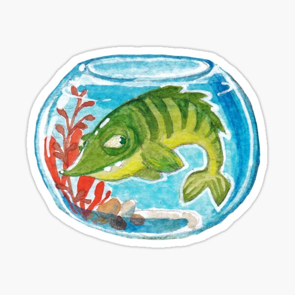 "Fish in a fishbowl" Sticker for Sale by Taniu | Redbubble