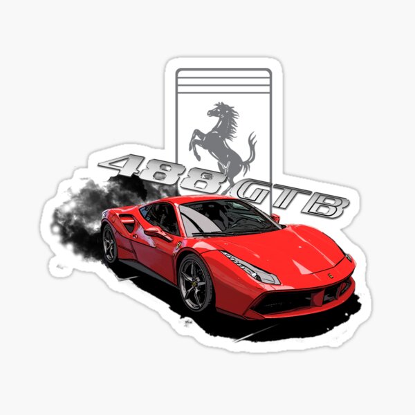 "488 GTB V8 Supercar " Sticker for Sale by VisualsStyle | Redbubble