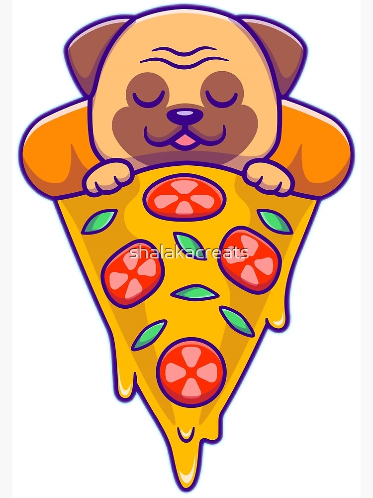 "Dog eating a pizza 3" Poster for Sale by shalakacreats | Redbubble