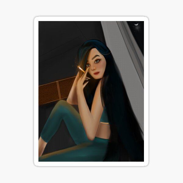 "Girl smoking cigarette" Sticker for Sale by DG-vectors | Redbubble