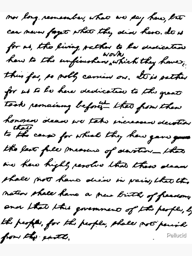 "Handwritten Gettysburg Address" Poster by Pellucid | Redbubble