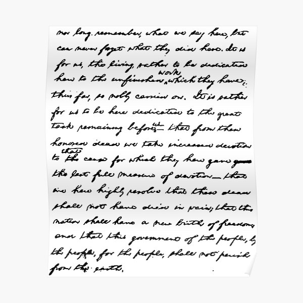 "Handwritten Gettysburg Address" Poster by Pellucid | Redbubble