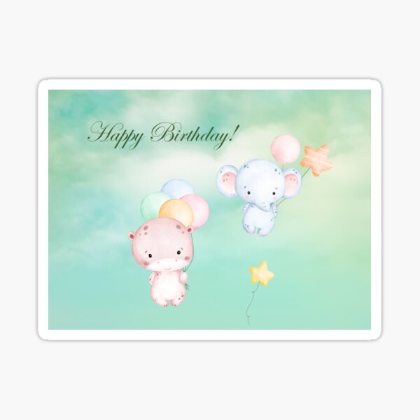 "Cute Happy Birthday With Baby Animals" Sticker for Sale by hurmerinta ...