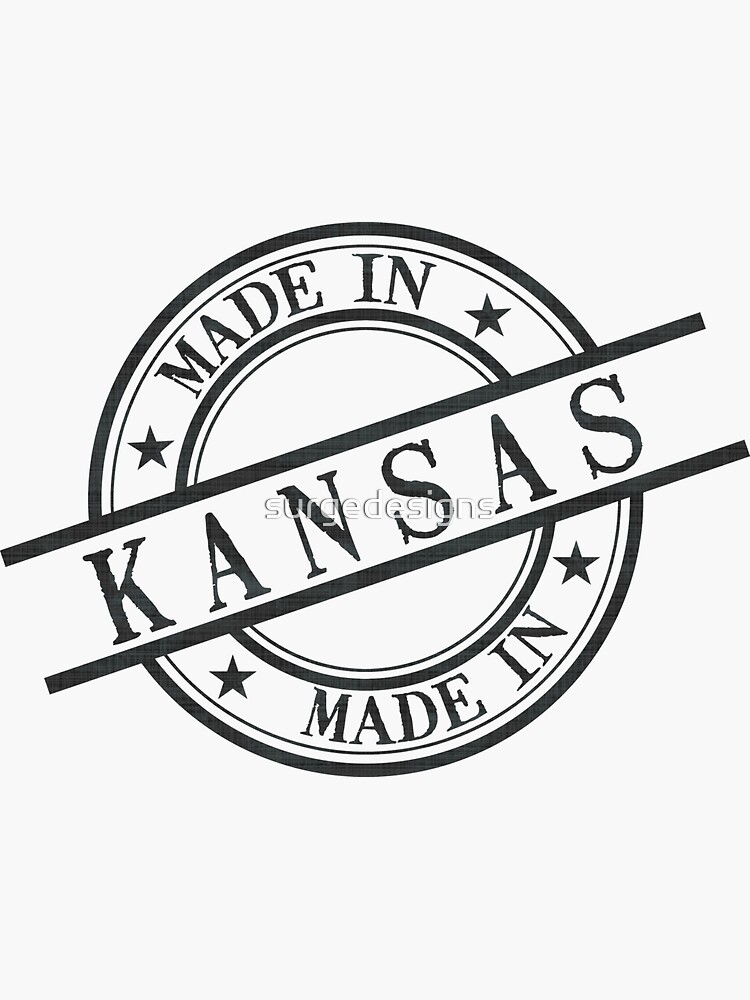 "Made In Kansas Stamp Style Logo Symbol Black" Sticker for Sale by ...