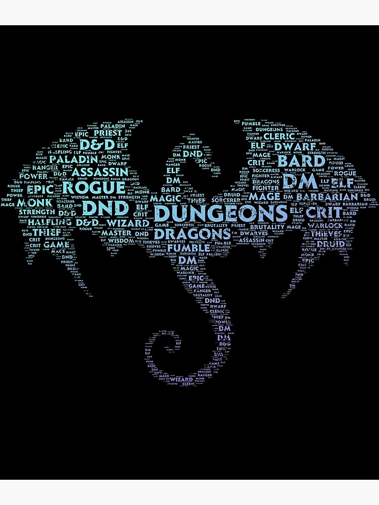 "Dragon Word Art Dungeon Crawler RPG DM Gaming" Poster for Sale by ...