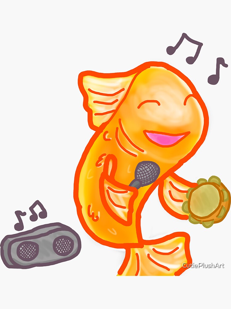"cute singing goldfish (no background)" Sticker for Sale by ...
