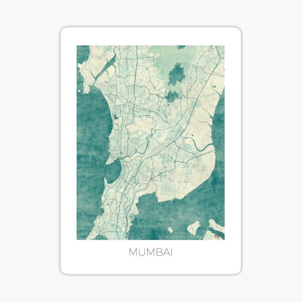 "Mumbai Map Blue Vintage" Sticker by HubertRoguski | Redbubble