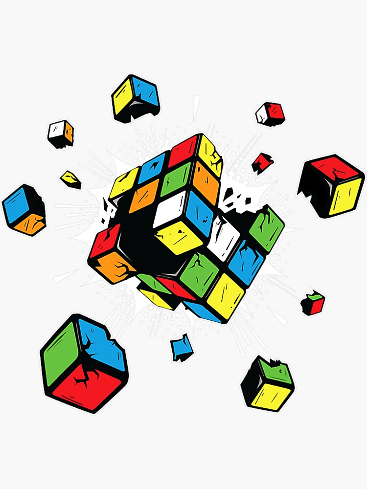 "Exploding Cube Speed Cubing Puzzle Master" Sticker for Sale by ...