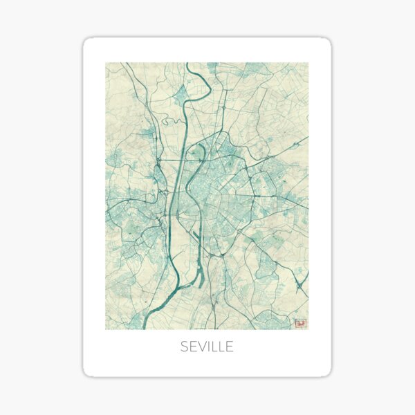 "Seville Map Blue Vintage" Sticker for Sale by HubertRoguski | Redbubble