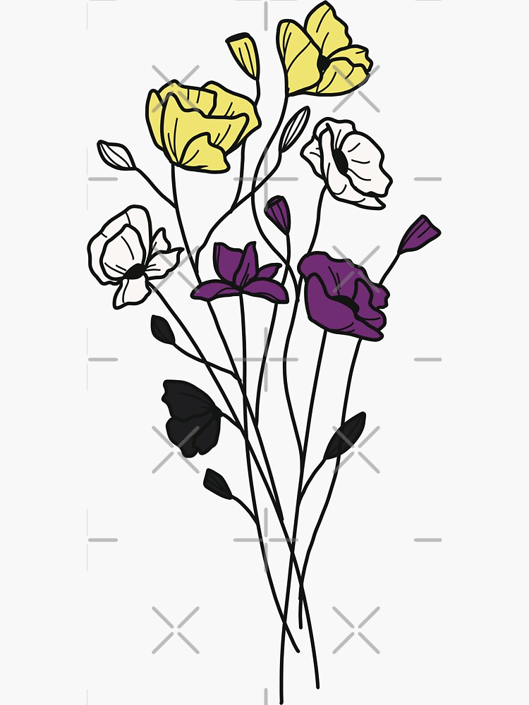 "subtle nonbinary pride flowers" Sticker for Sale by sunfloras | Redbubble