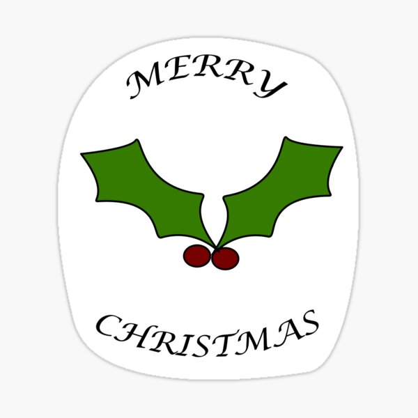"Merry Christmas Holly" Sticker for Sale by dominiccivilart | Redbubble