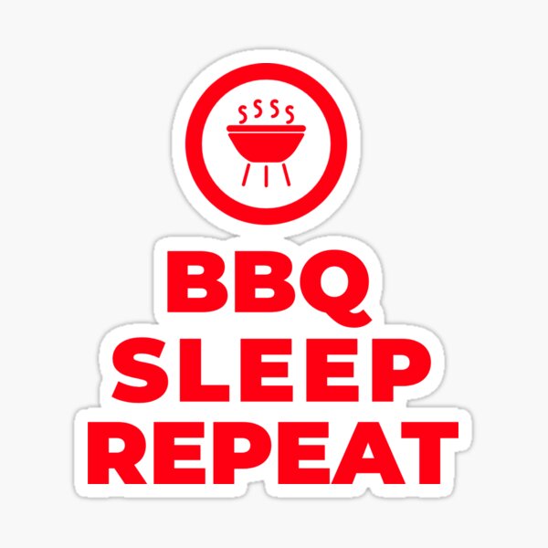 "Barbecue Grill Repeat Funny Essential Summer Cook Out" Sticker for ...