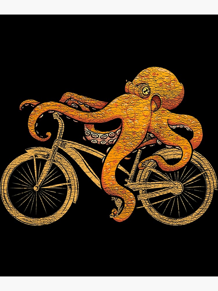 "Octopus Riding Bicycle Octopus" Poster for Sale by possiblespread1 ...