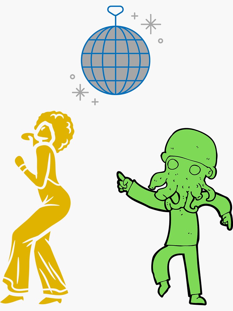 "Alien Disco Dance Party" Sticker for Sale by AztecGarden | Redbubble