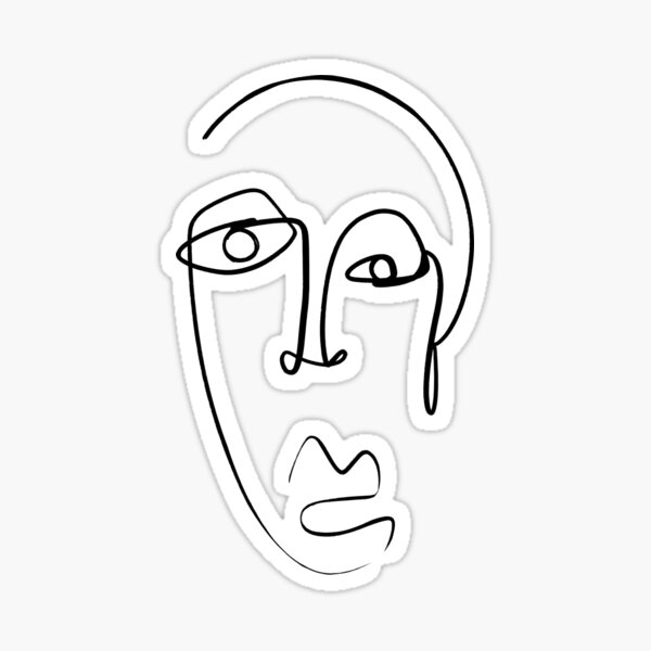 "Abstract Face Line art" Sticker for Sale by Tinteria | Redbubble
