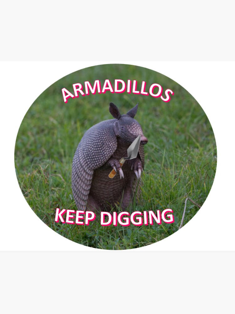 "Armadillos Keep Digging" Sticker for Sale by beeslotsofthem | Redbubble